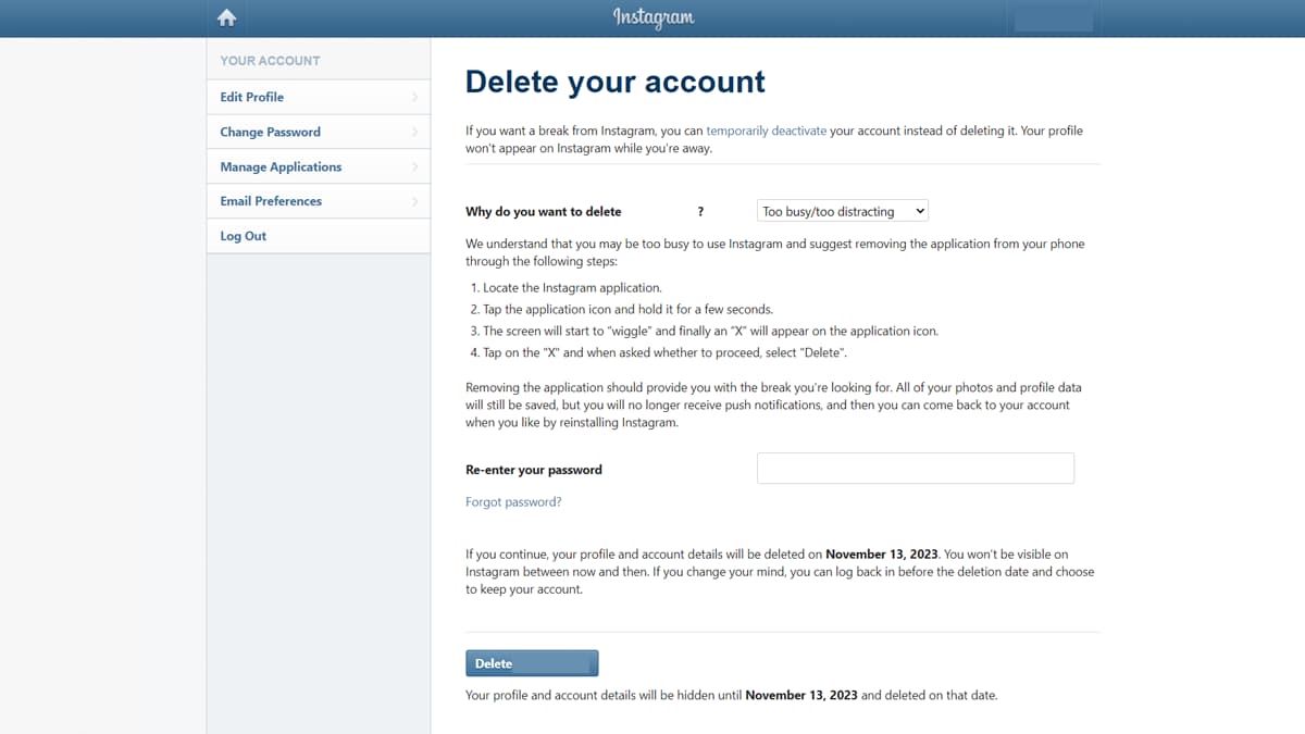 How to Delete Your Instagram Account | Insiderbits